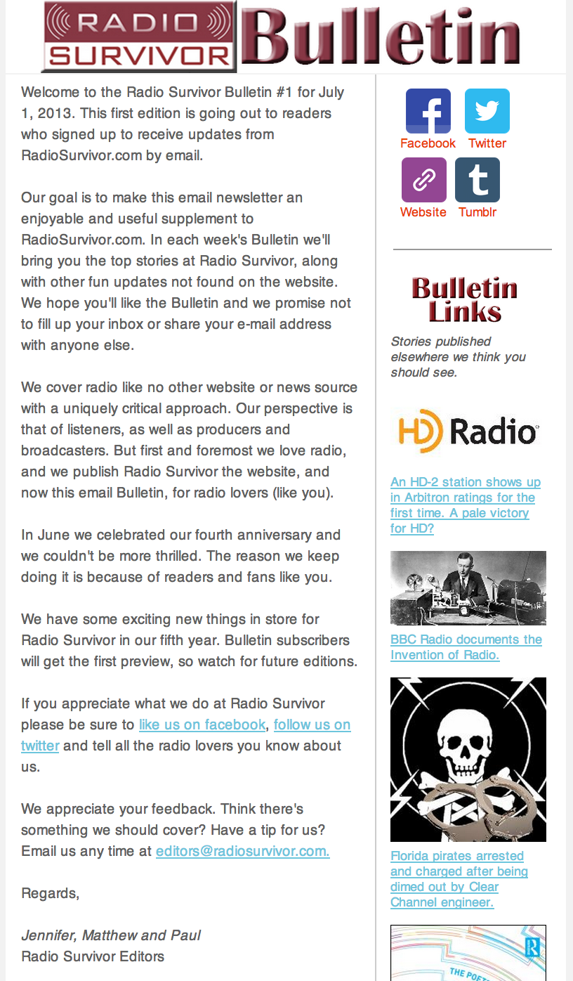 Introducing the Radio Survivor Bulletin - Radio Survivor